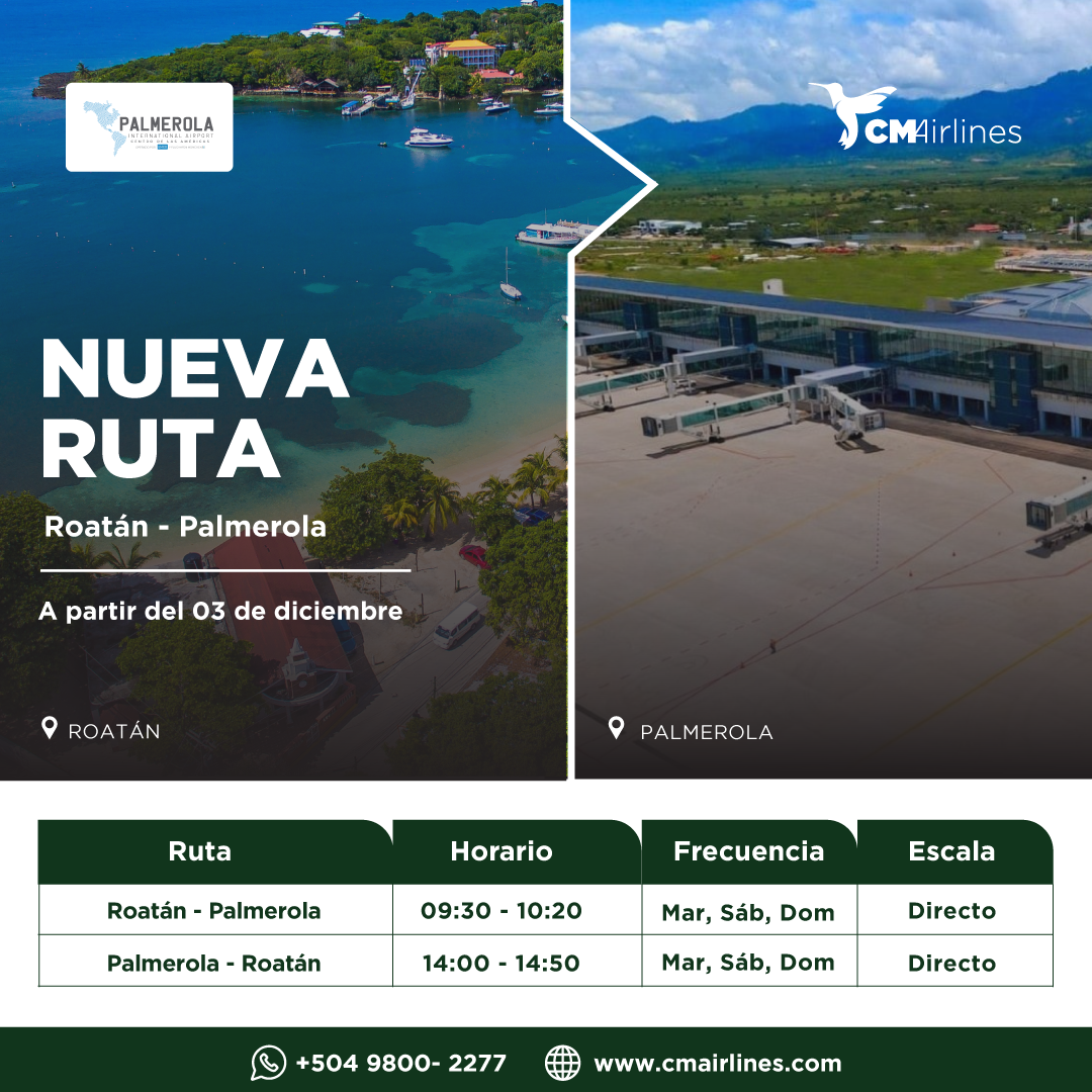 CM Airlines inicia vuelos de Roatán-Palmerola con conexiones a otros destinos de importancia ...